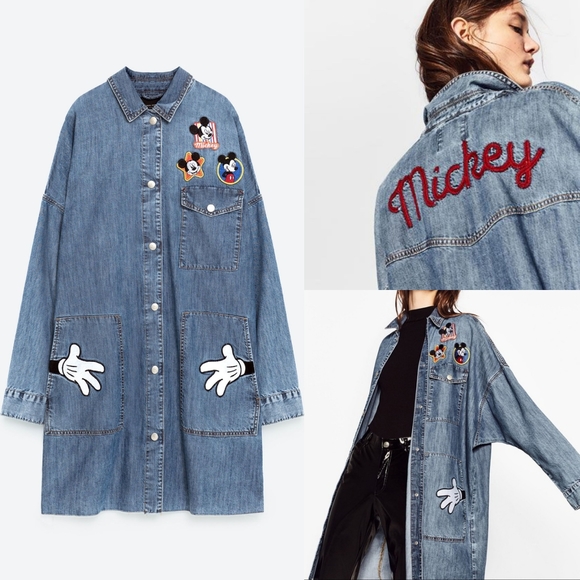 Zara | Jackets & Coats | Zara Disney Mickey Mouse Denim Duster | Poshmark